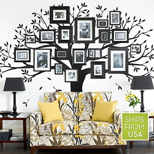Simple Shapes Family Tree Wall Decal (Black, Standard Size : 107" w x ...