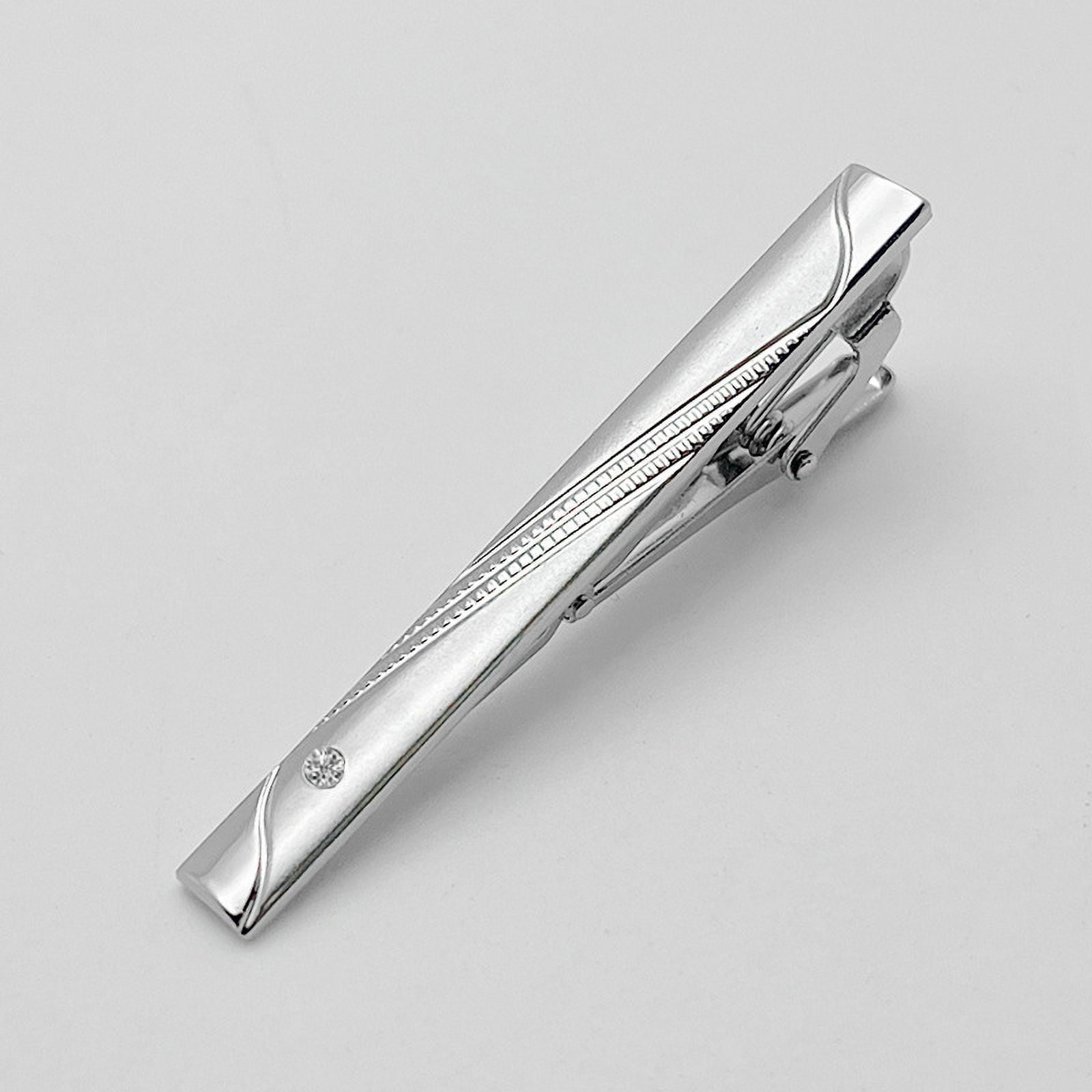 Simple Silver Laser Men's Standard Tie Clip Groom Wedding Metal Tie ...