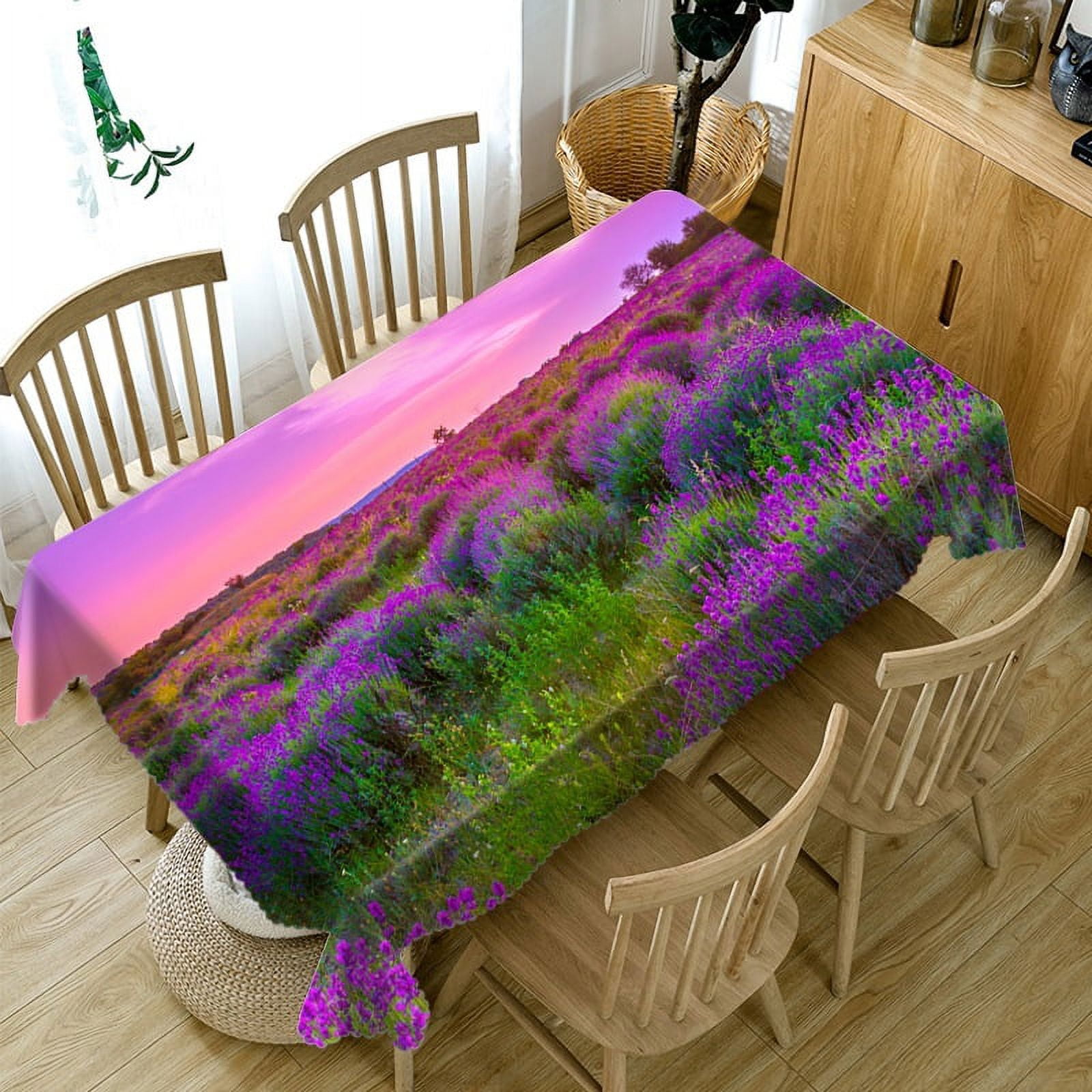 Simple Small Fresh Purple Lavender Flower Sea Rectangular Tablecloth ...