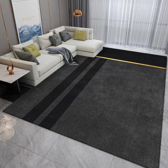Simple Solid Color Carpet Living Room ration Carpets Hall Black Large ...