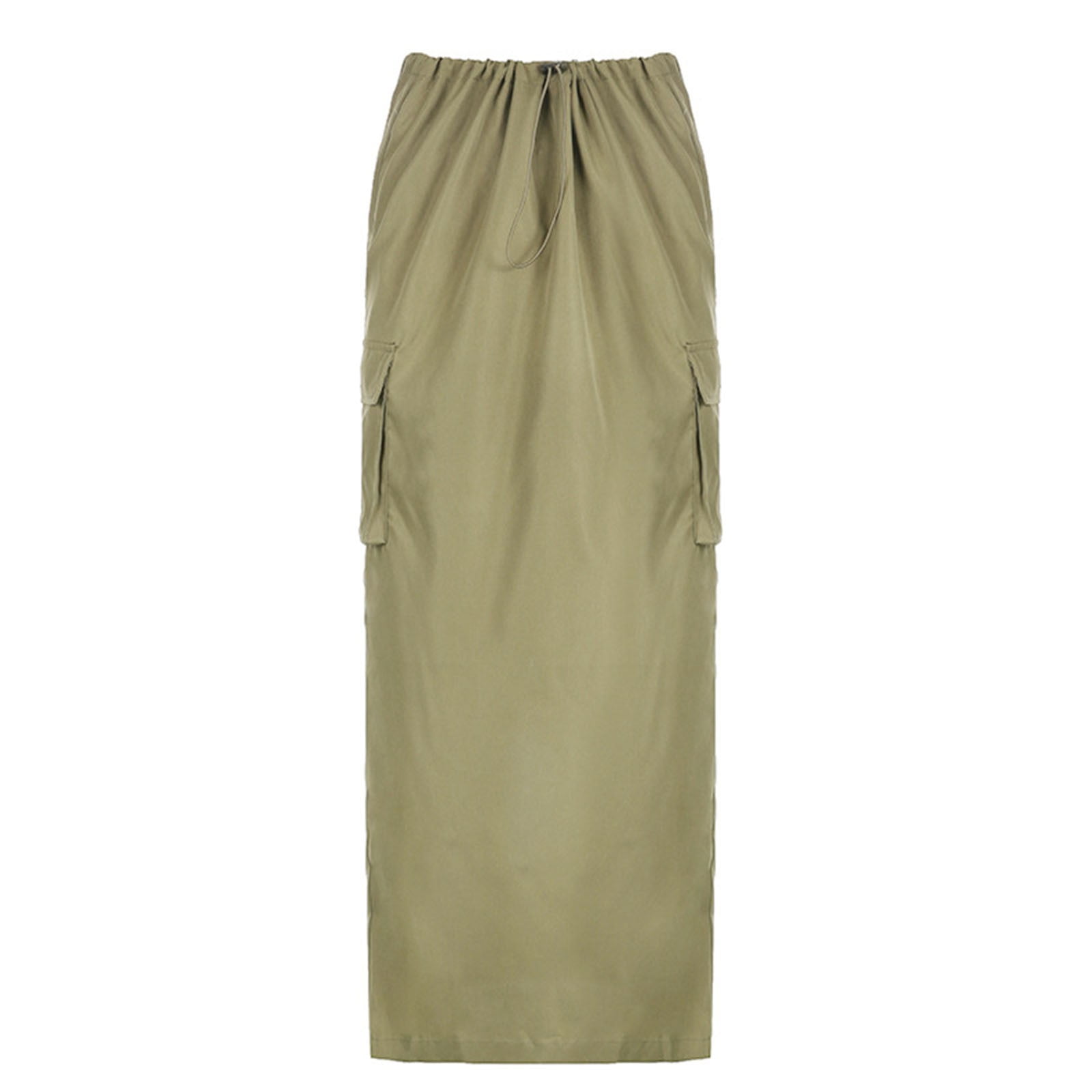 Women's Skirt Simple Solid Color Work Clothes Pocket Split Casual Skirt ...