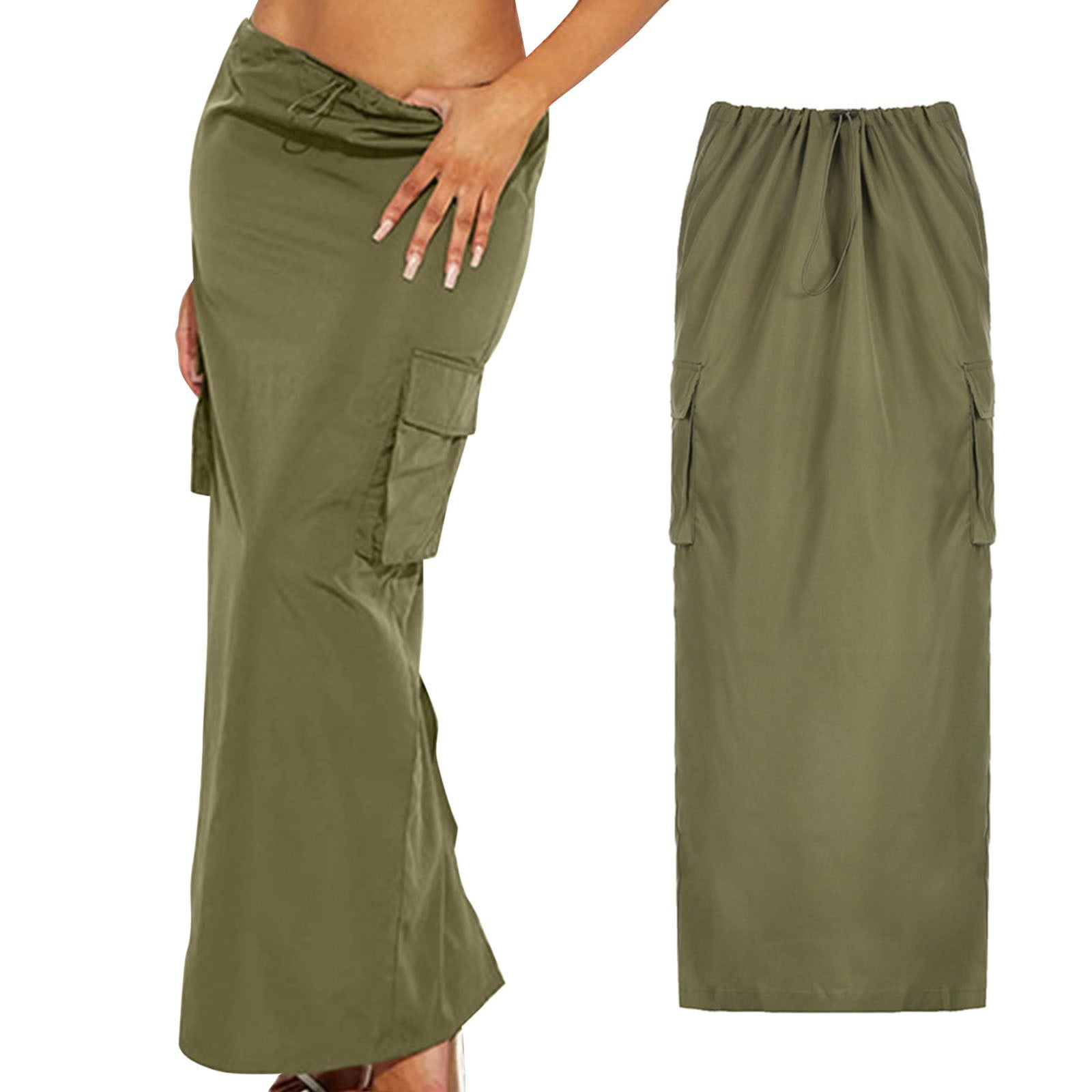 Simple Solid Color Work Clothes Pocket Split Casual Skirt Skirts For ...