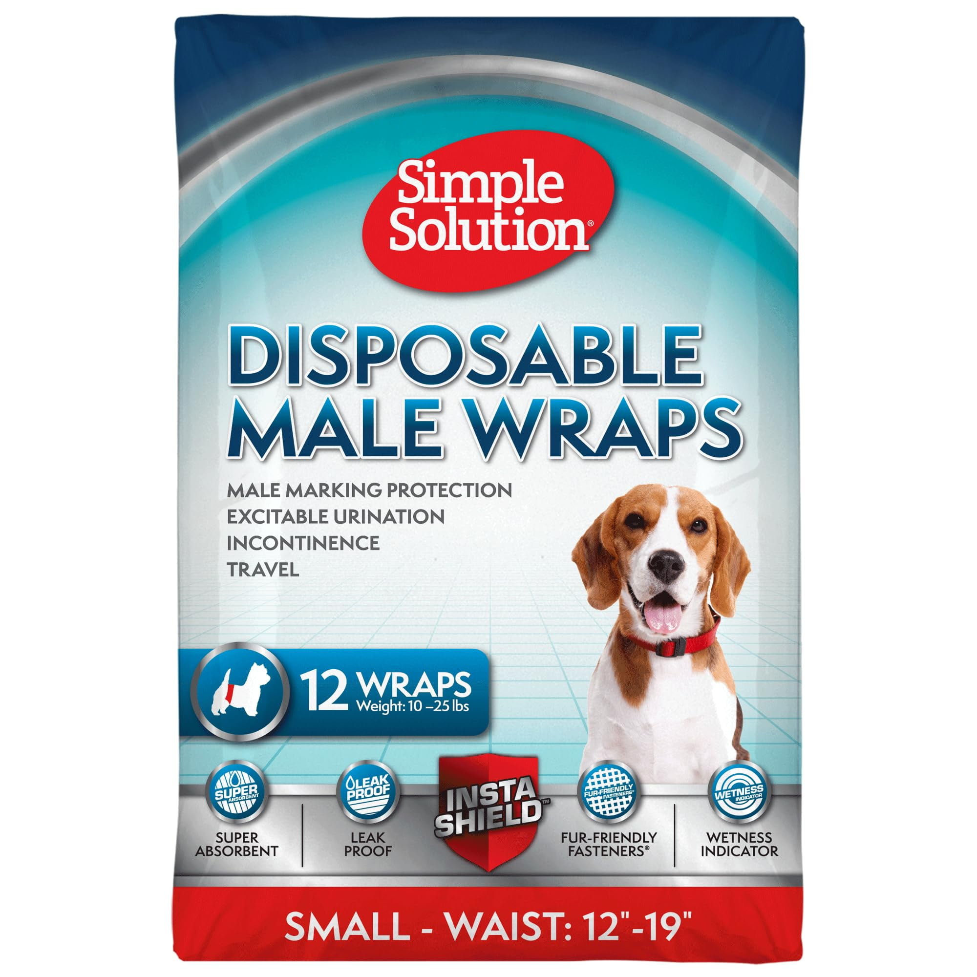 Simple Solution Disposable Dog IRF13 Wraps, Male Dog Diapers, Puppy ...