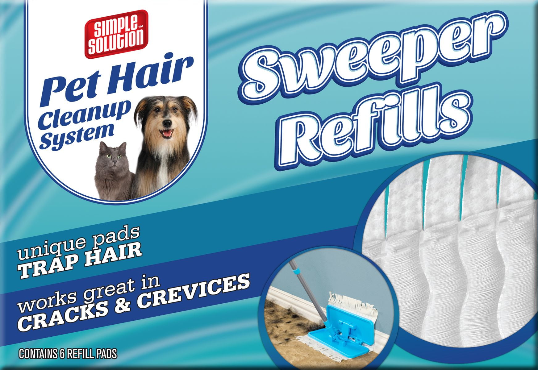 Simple Solution Pet Hair Cleanup System Twin-Head Sweeper Refill Pads ...