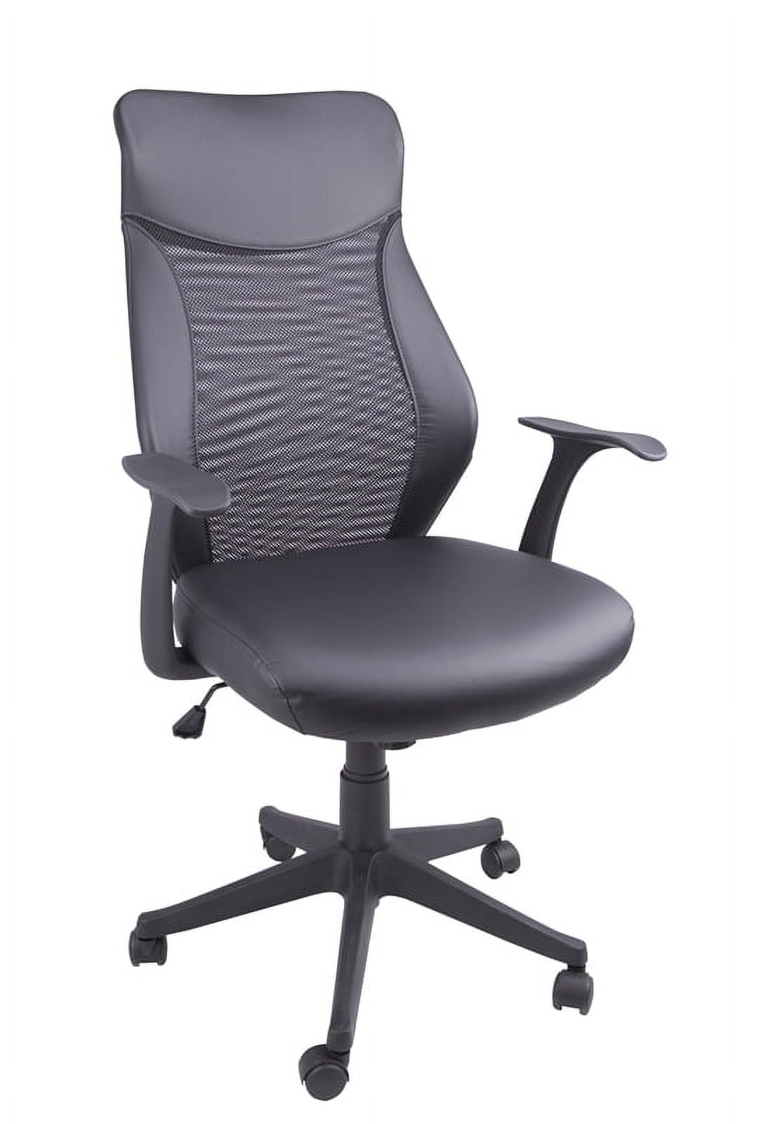 Simple Spaces FY-1352-9 Office Chair, 250 lb Weight Capacity, Polyurethane Seat, Black Frame ...