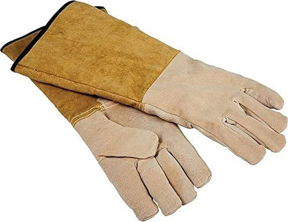 Simple Spaces Leather Fireplace Gloves 16”- Extra Long Heat Resistant ...