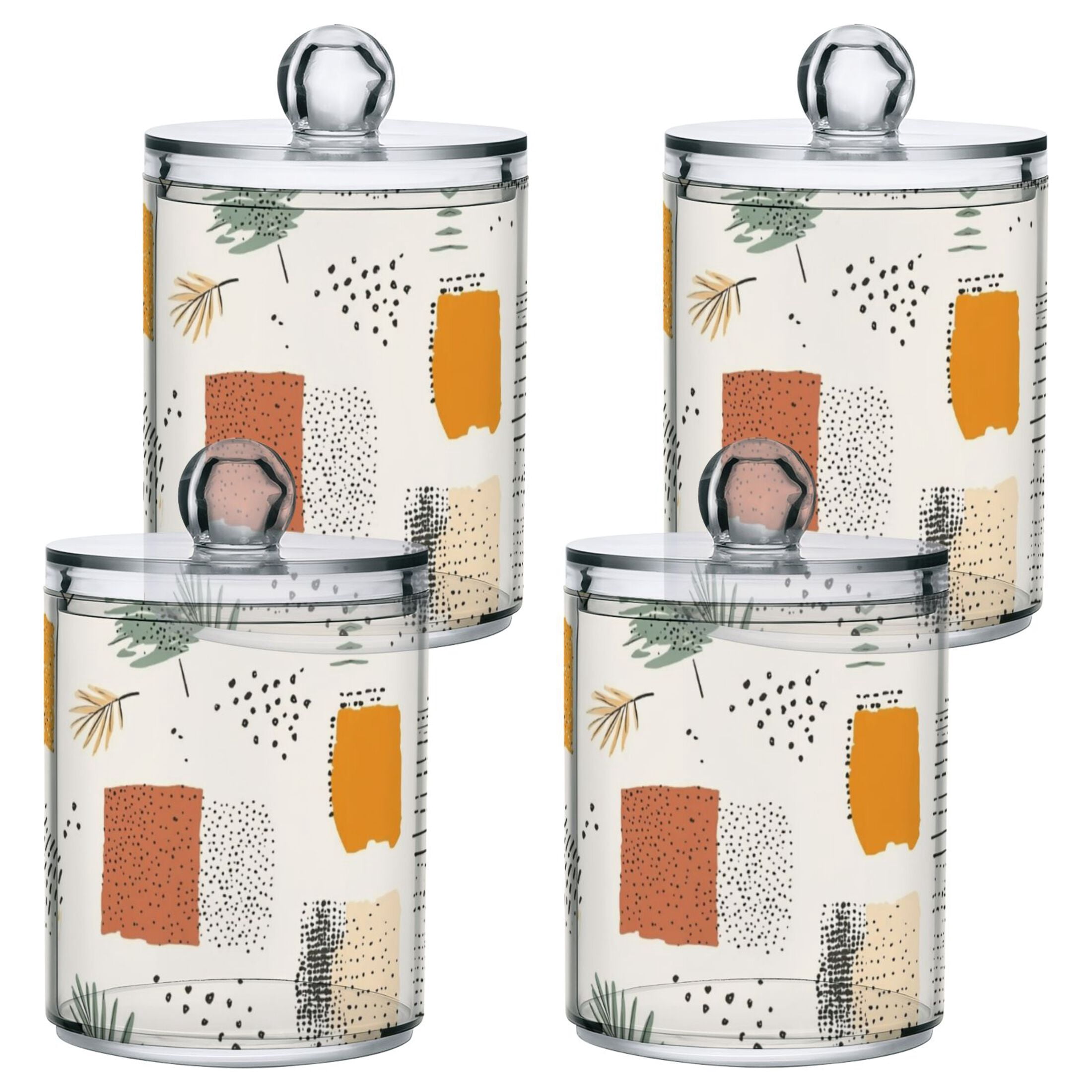 Simple Spring Pattern Bathroom Canisters Set of 4 Translucent Plastic ...