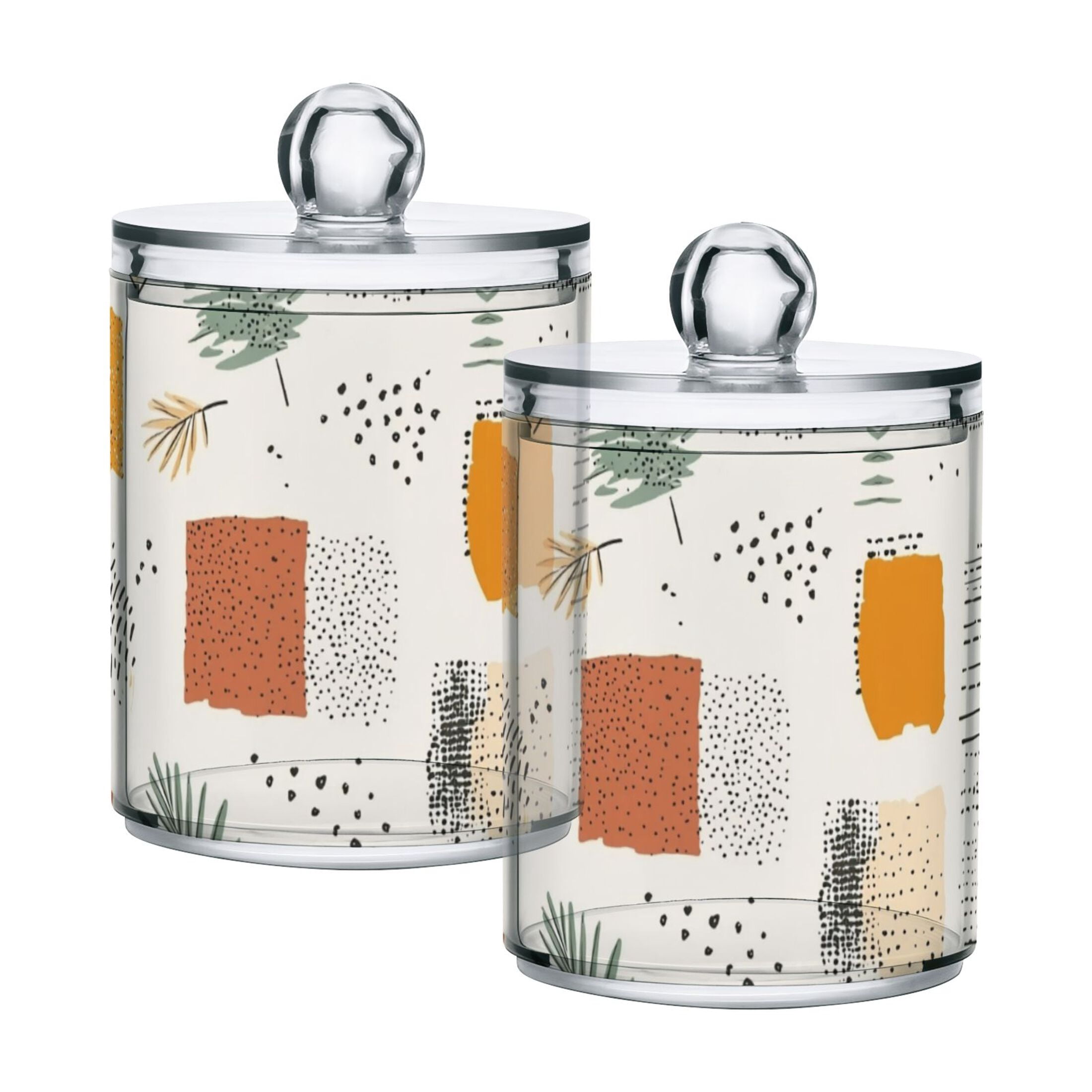 Simple Spring Pattern Cotton Swabs Cans Translucent Plastic Canisters ...
