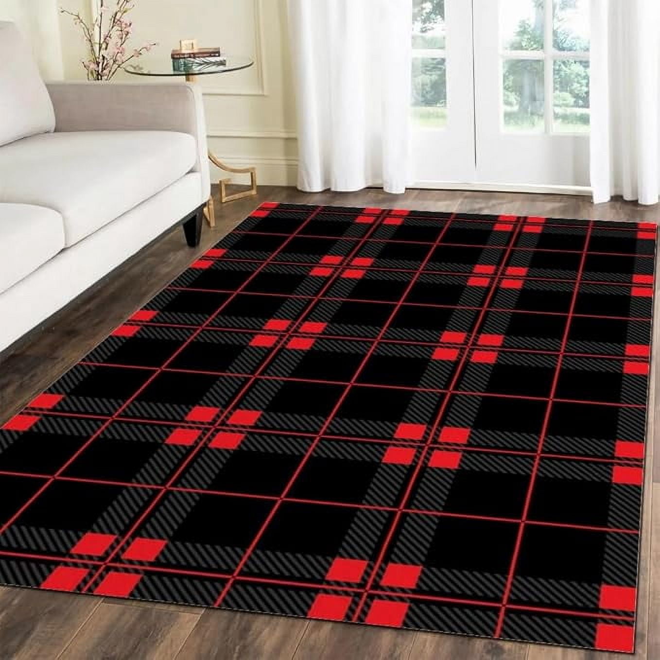 Simple Square Large Area Rug For Living Room, Line Fade Resistant Stain ...
