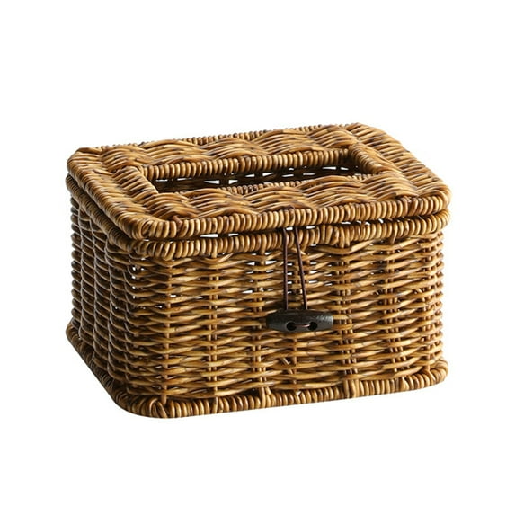 Simple Square Rattan Knitting Woven Tissue Box for Living Room ...