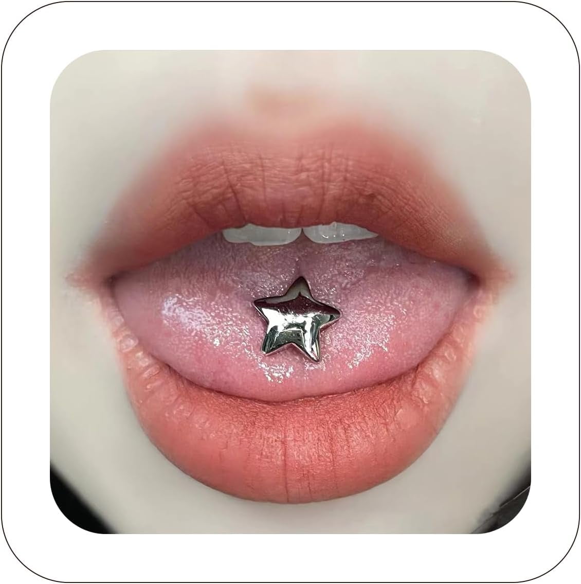 Simple Star Tongue Rings Silver Tongue Rings Flat Tongue Rings Titanium Tongue Rings Cheek ...