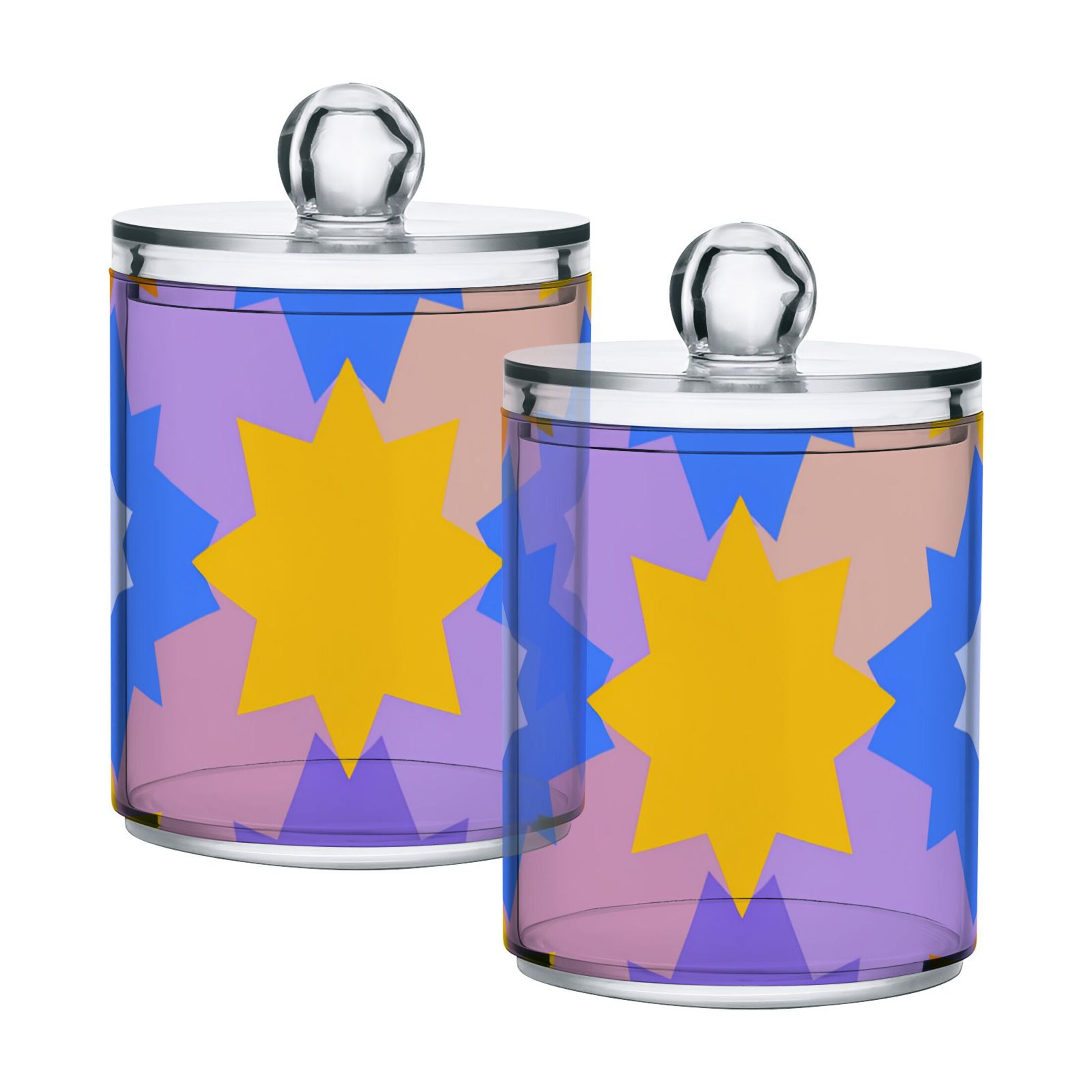 Simple Stars Pattern Translucent Plastic Cans Storage Canisters with ...