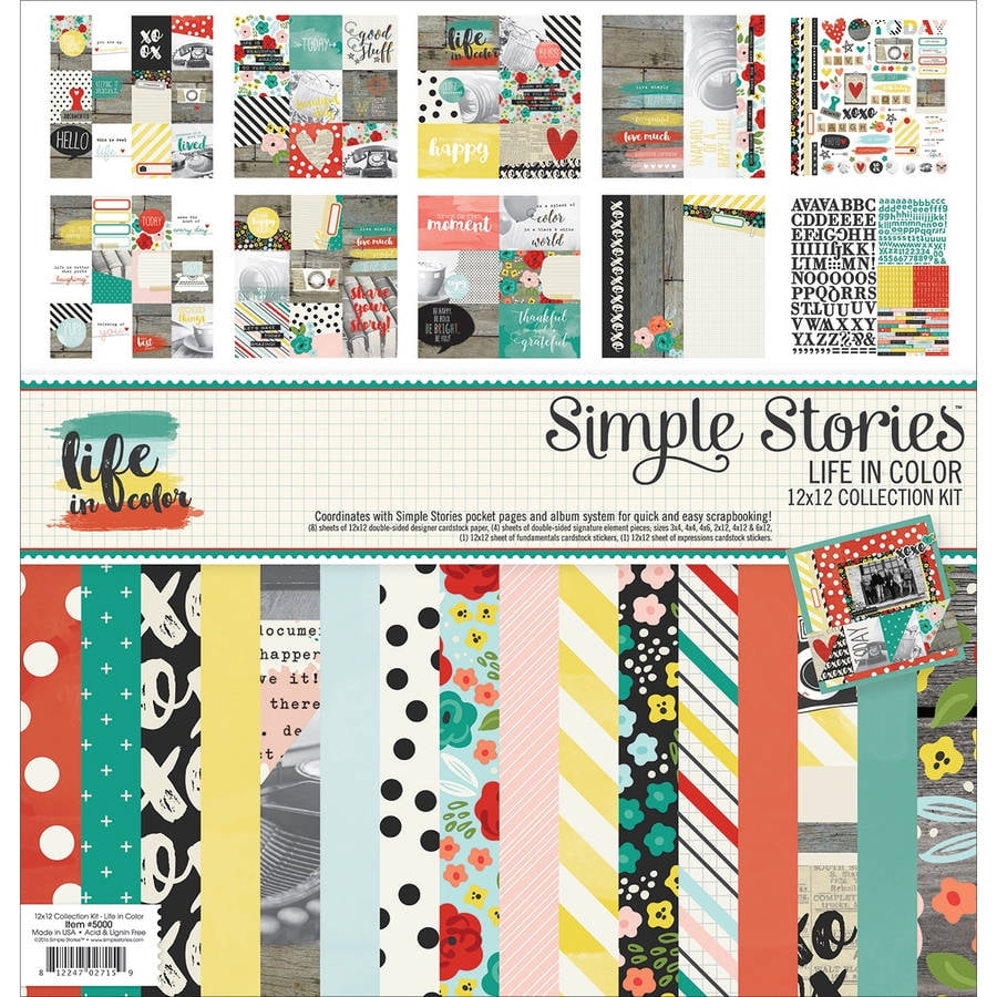 Simple Stories Collection Kit 12"X12"-Life In Color - Walmart.com