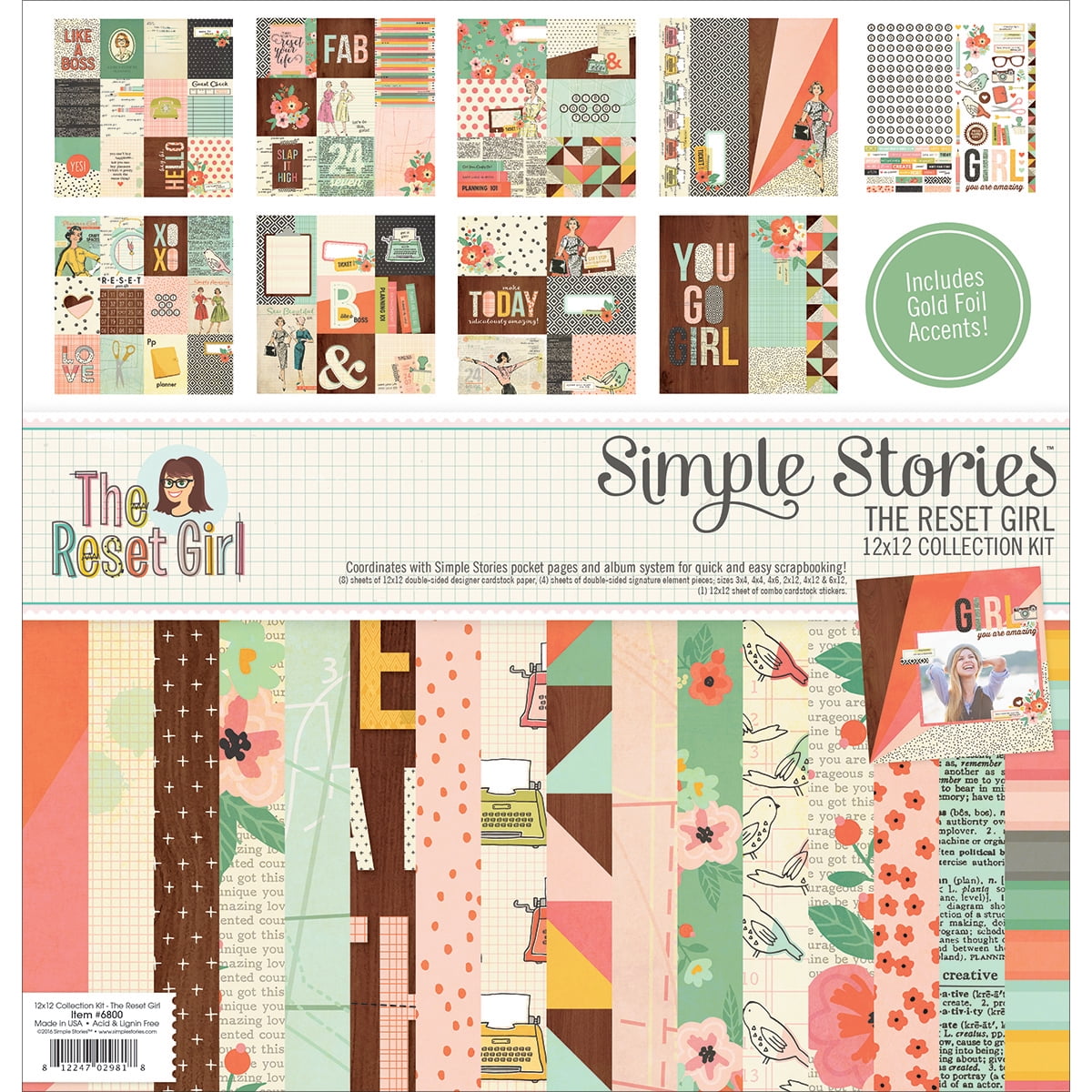 Simple Stories RG6800 12 x 12 in. The Reset Girl Collection Kit ...