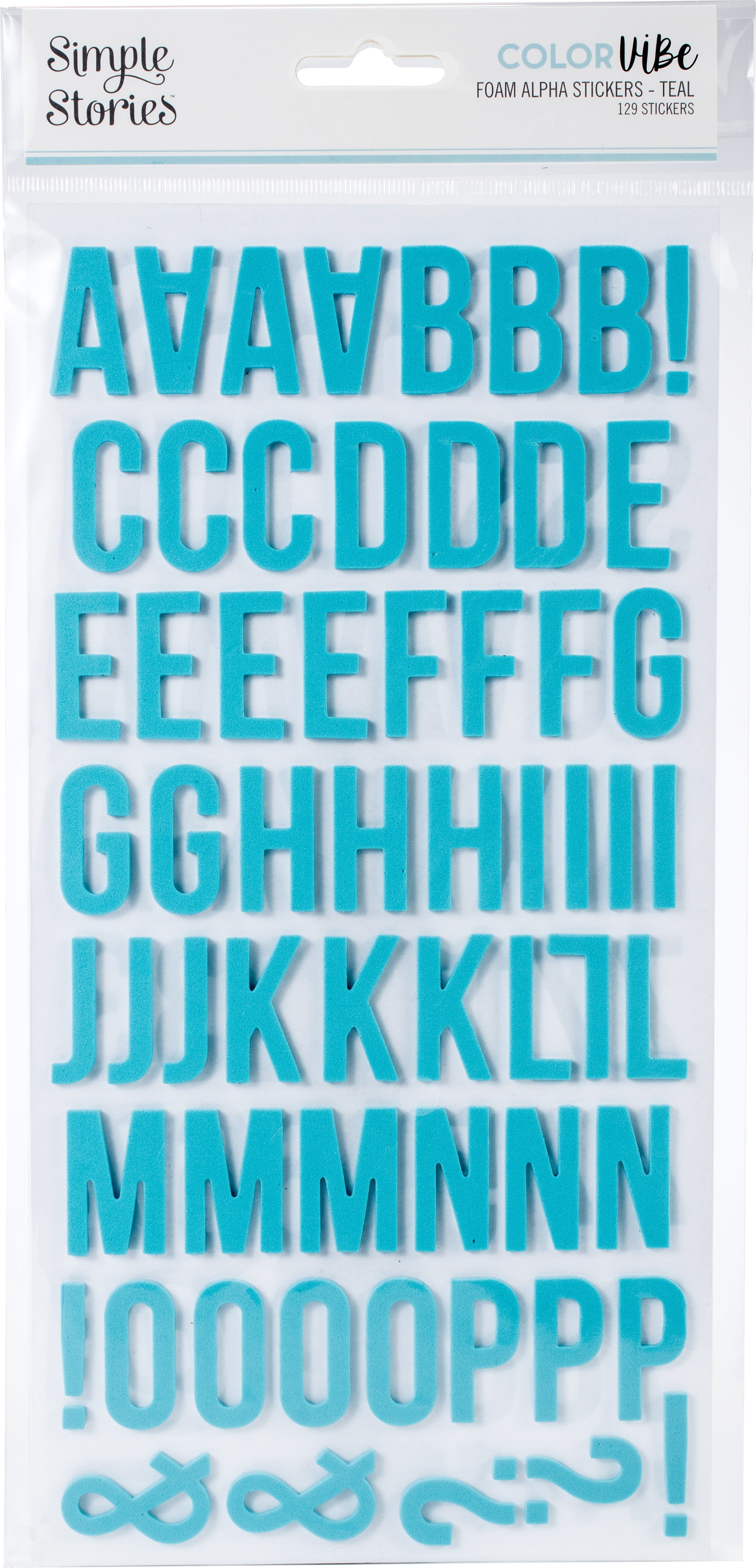 Simple Stories Color Vibe Foam Alpha Stickers 6"X12" 129/Pkg-Teal ...