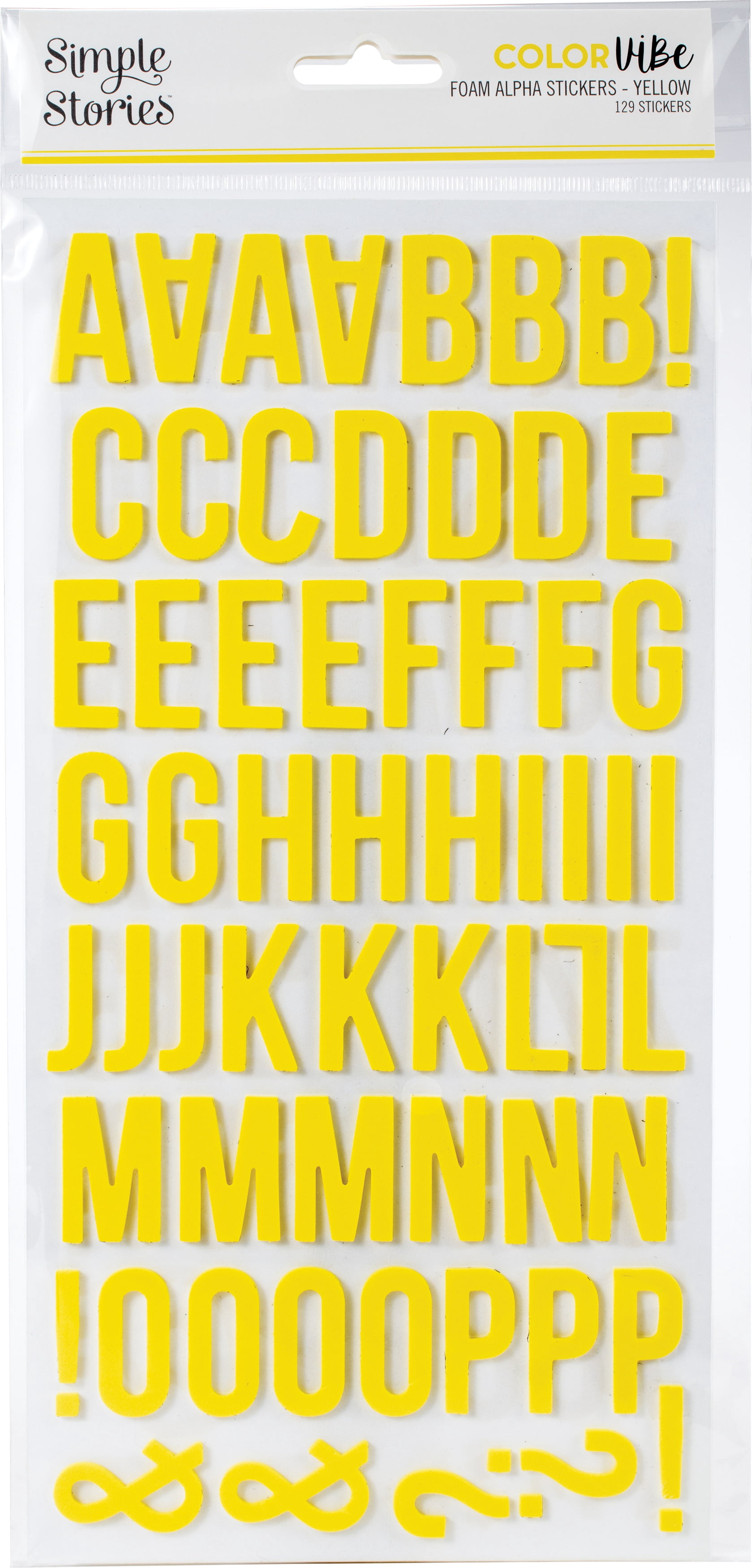 Simple Stories Color Vibe Foam Alpha Stickers 6"X12" 129/Pkg-Yellow ...