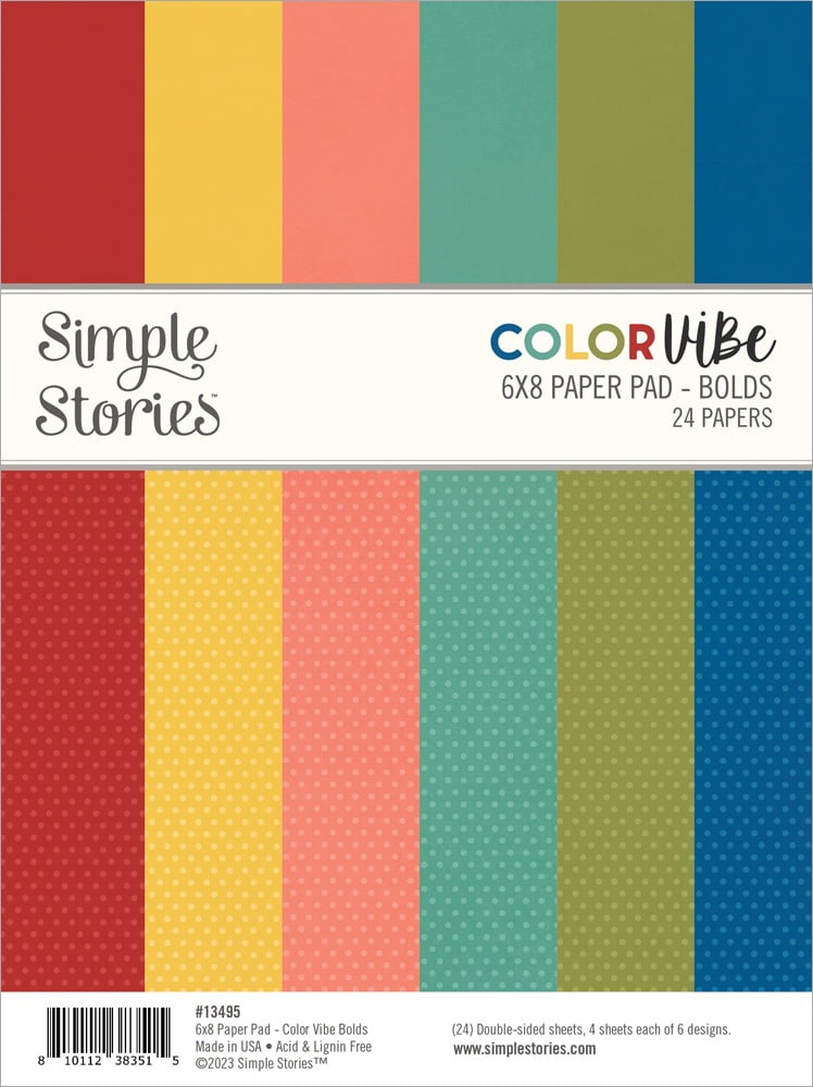 Simple Stories Double-Sided Paper Pad 6"X8" 24/Pkg-Color Vibe Bolds ...