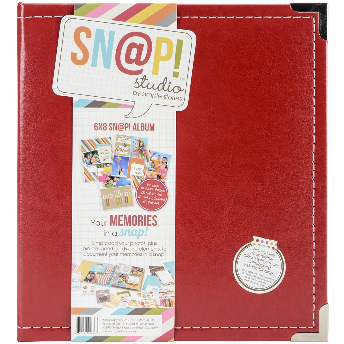 Simple Stories Sn@p! Leather Binder 6inX8inRed - Walmart.com