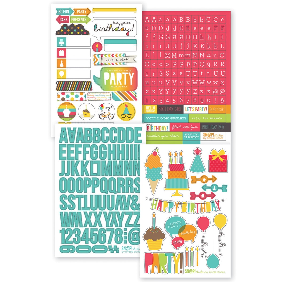 Simple Stories Snatp! Stickers Sheets, 4 by 6-Inch, Birthday, 4-Pack ...