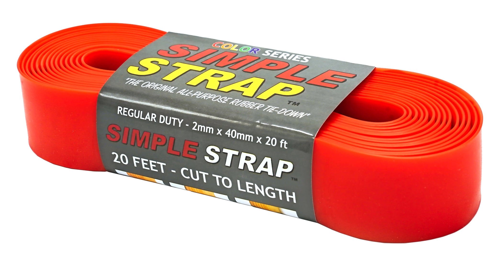 Simple Strap CS-SS1-RED 20' X 2mm X 40mm Red Regular Duty Rubber Tie ...