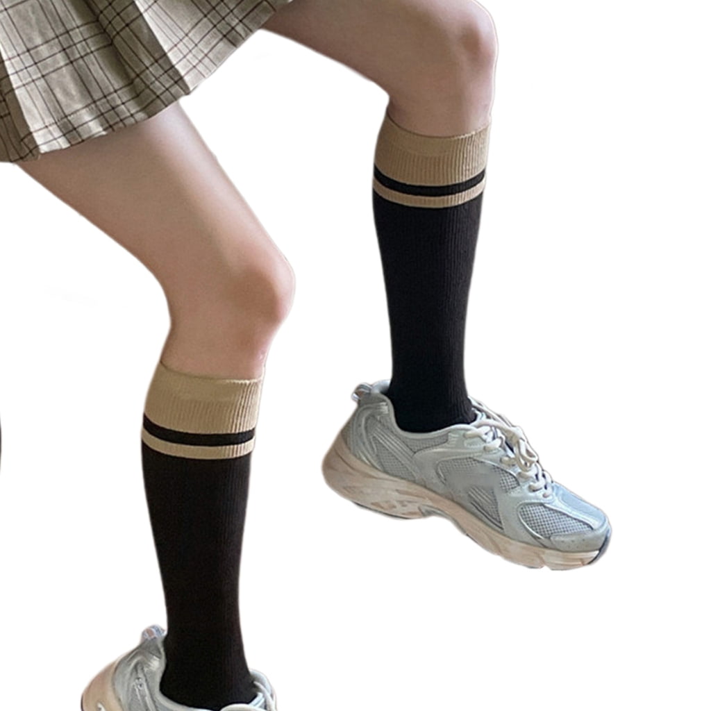 Simple Striped Knee High Stockings JK Preppy Knee High Socks Cotton ...