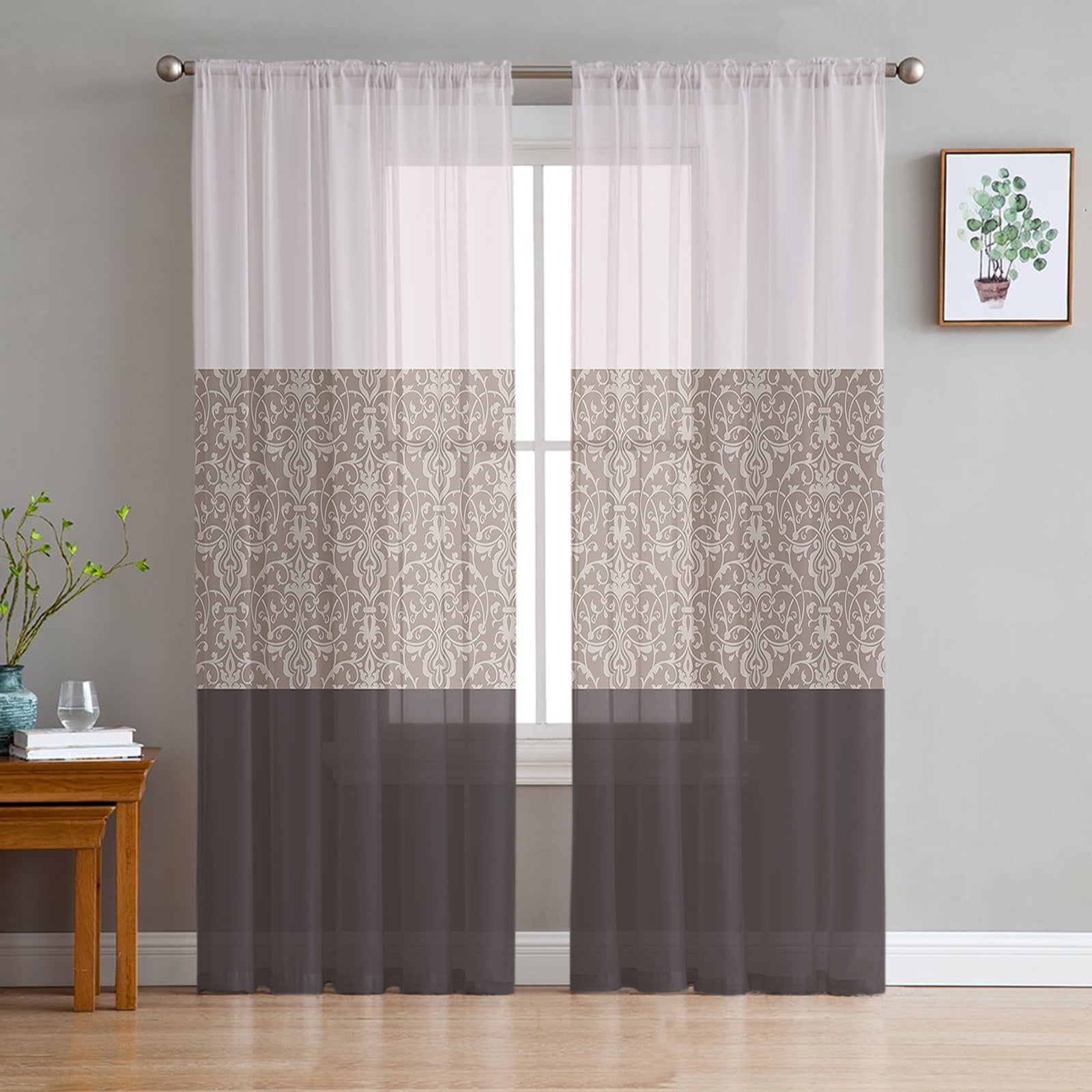 Simple Stripes And Classical Baroque Sheer Curtains for Living Room ...