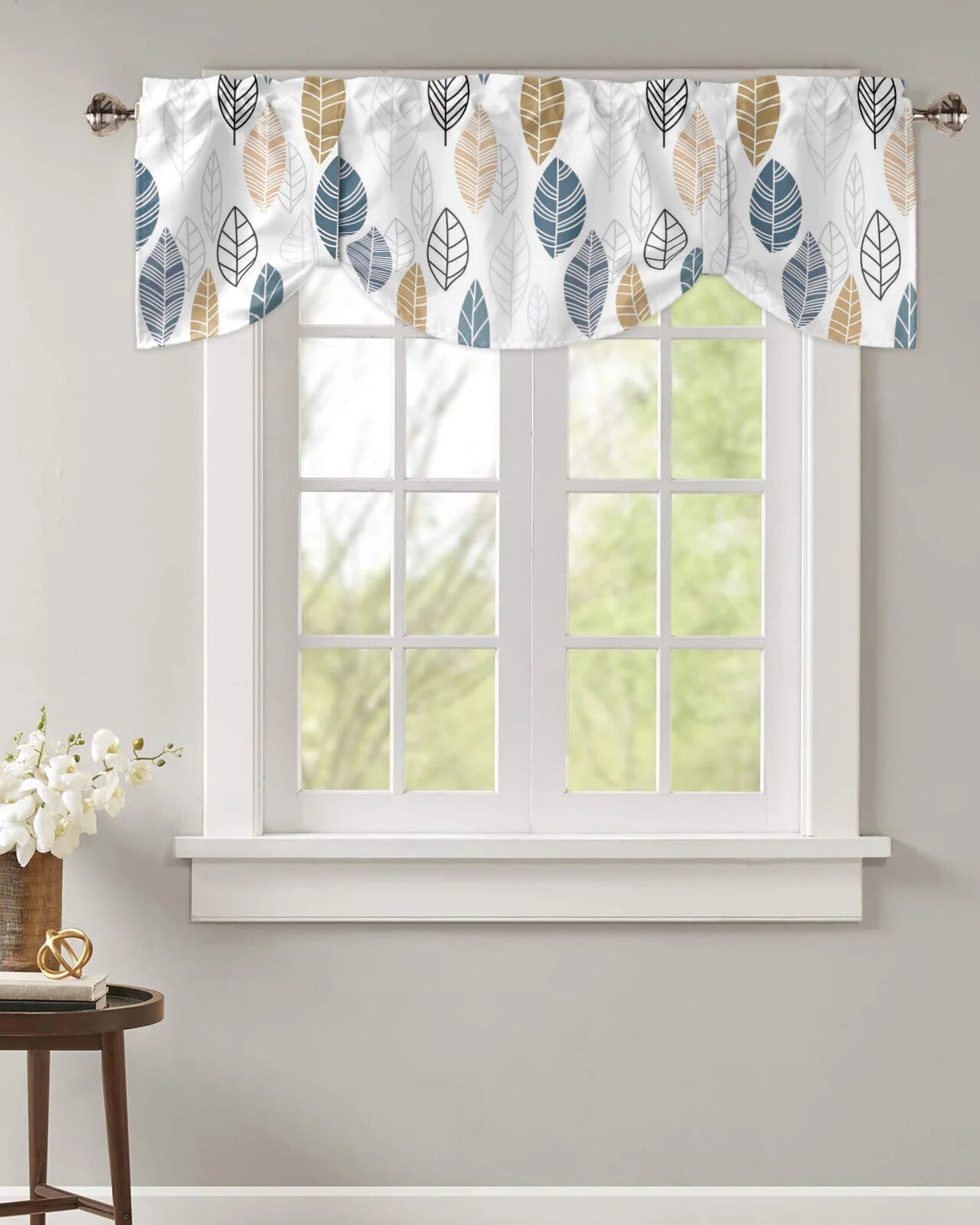 Simple Strokes Of Leaves Window Valance Curtain Kitchen Cafe Short ...