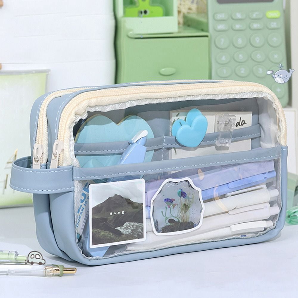 Simple Student Pencil Box Portable PU Leather Five-Layer Pencil Case ...