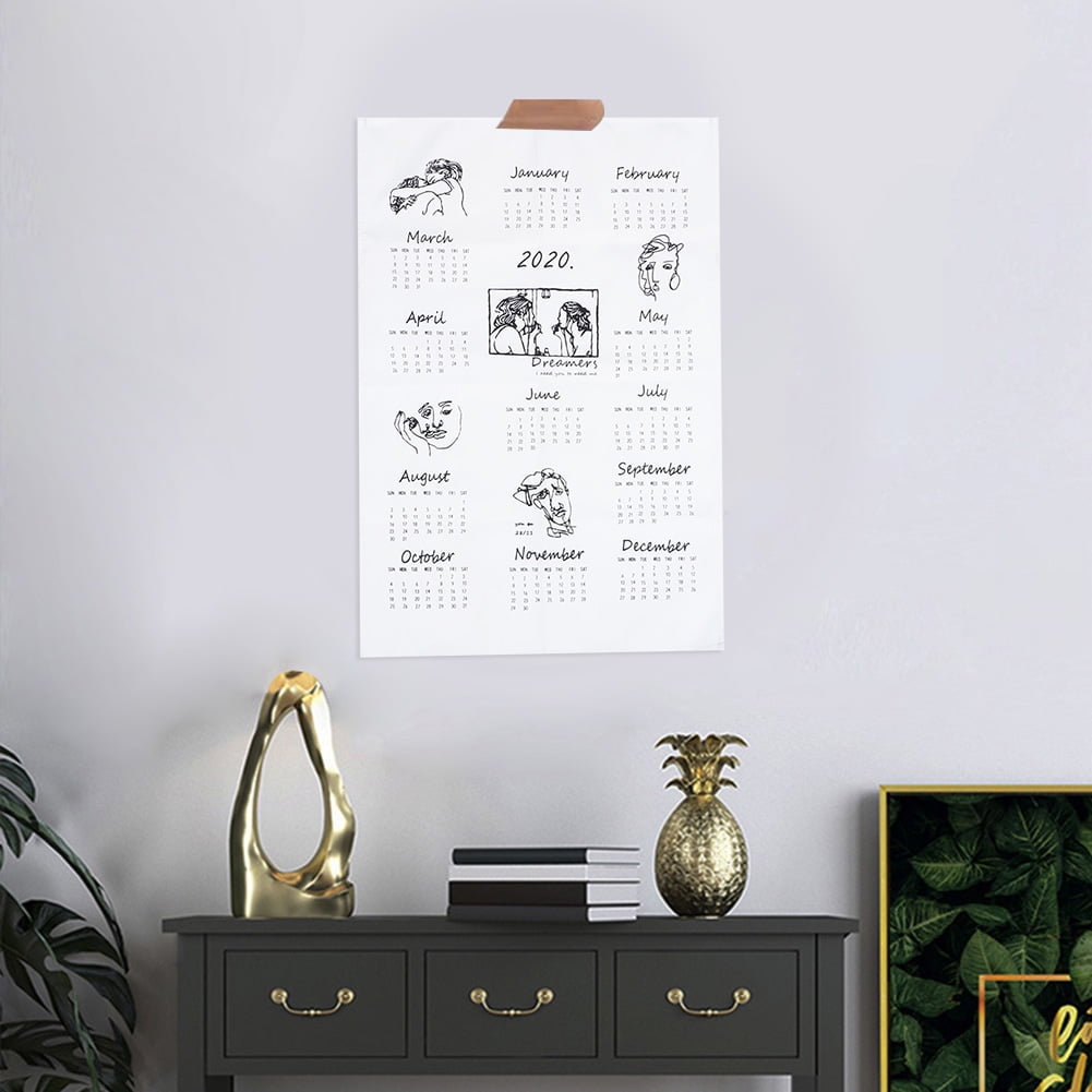 Simple Style 2020 Cotton Wall Hanging Calendar Cloth Background ...