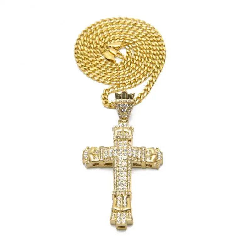 Simple Style MEN'S Rhinestone Christian Cross Rhinestone Pendant ...