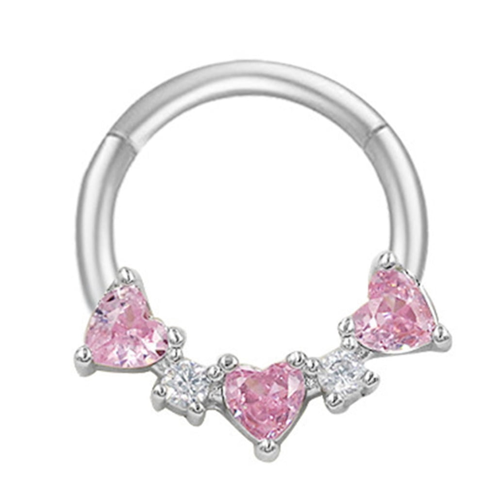 Simple Stylish Crystal Nose Silver Tone Septum Ring Ear Helix Piercing ...