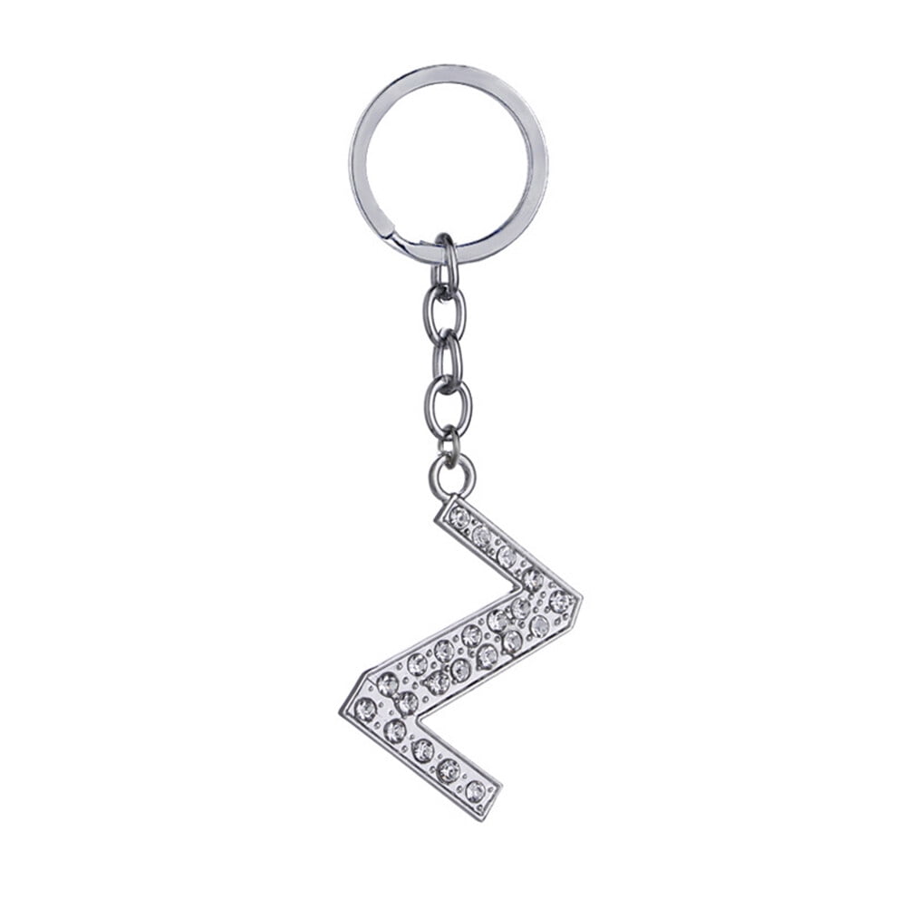 Simple Stylish Letter Key Chain Metal Rhinestones Key Ring Alphabet ...