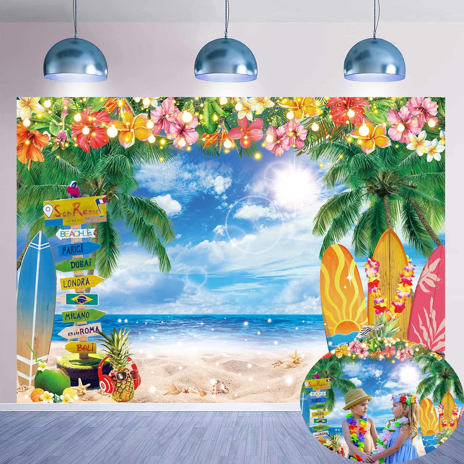 Simple Summer Beach Photo Backdrop Tropical Hawaiian Palm Trees ...