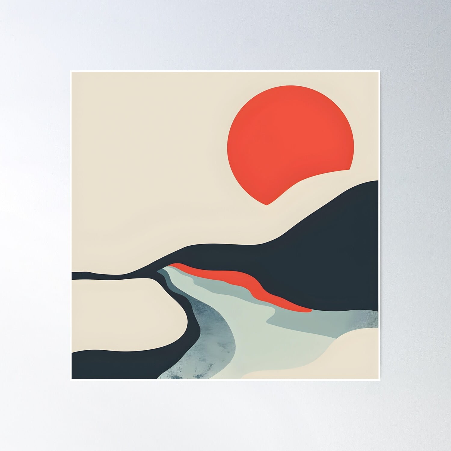 Simple Sunset - Big Sun Poster Wall Art, Modern Wall Decor, 16x16 ...