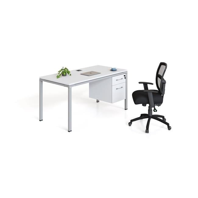 Simple System Desk - White - 66 x 24 in. - 1 Pedestal - Durable Design ...