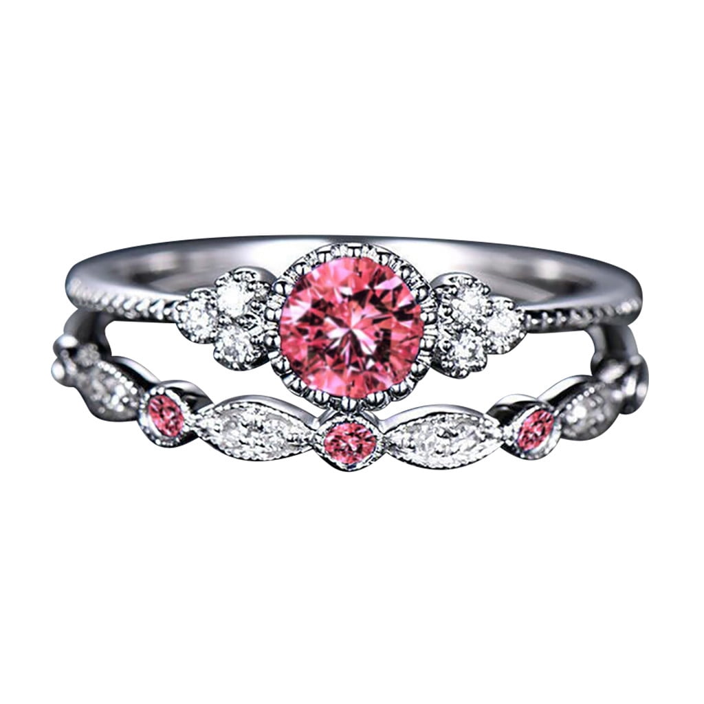 Simple Temperament Diamond Geometric Square Rose Gold Ring Jewelry ...