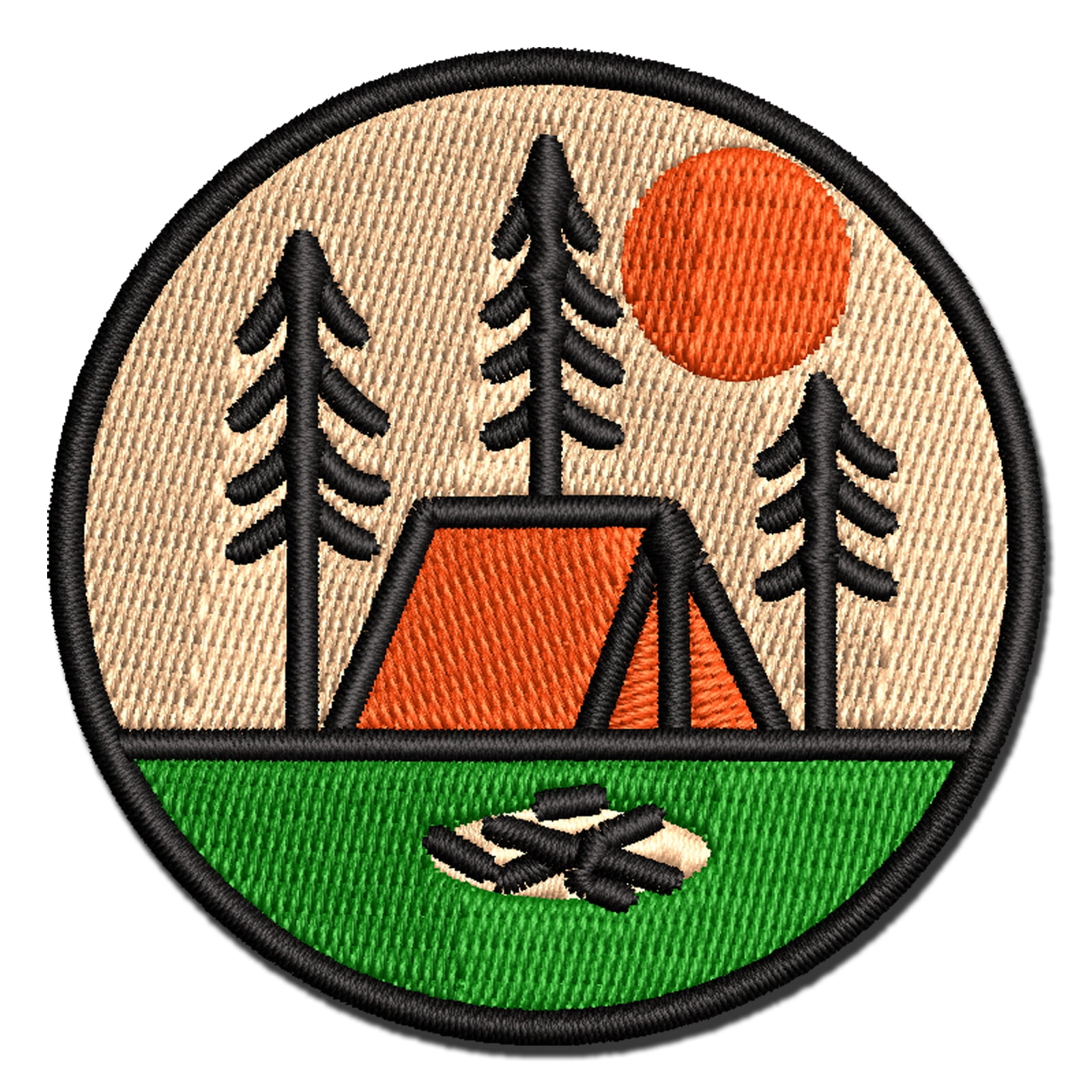 Simple Tent Camping in Woods Applique Multi-Color Embroidered Hook ...