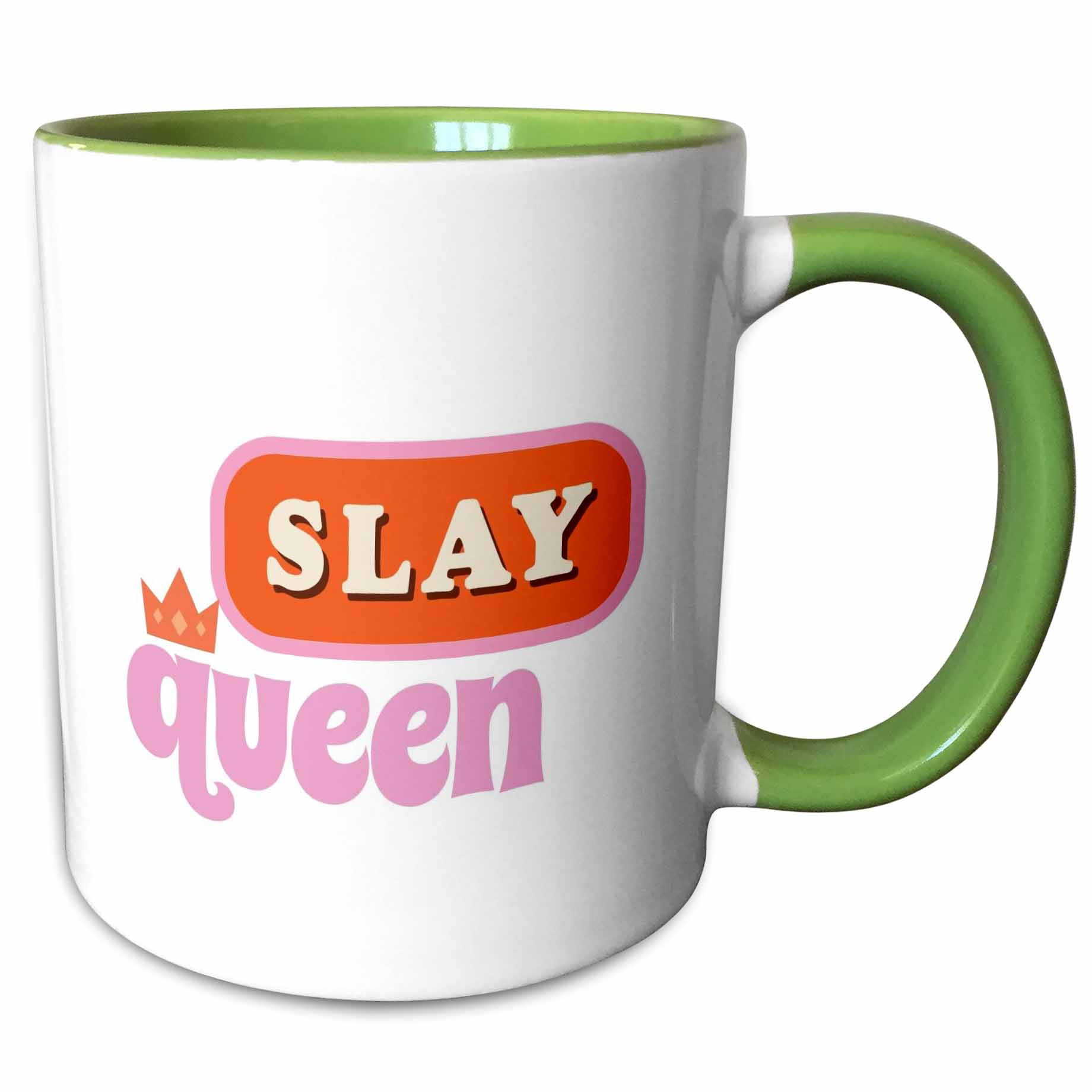 3drose, Simple Text of Slay Queen, 11oz Two-tone Green Mug - Walmart.com