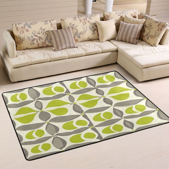 Wavy White Lines Pattern Soft Polyester Area Rug 60''x39'', Non Slip ...