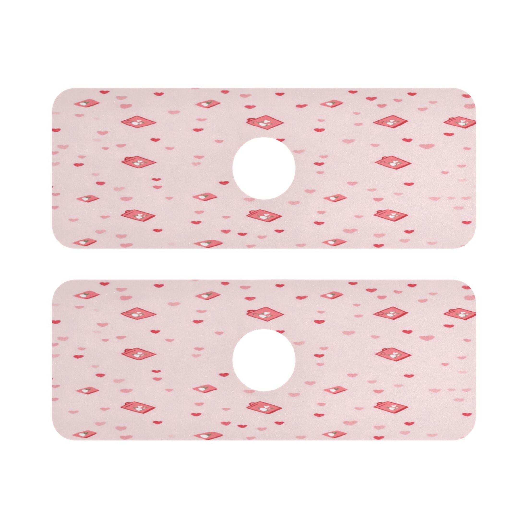 Simple Theme Pink Quick Dry Silicone Algae Faucet Pad 14.7x5.4in 2 Pack ...