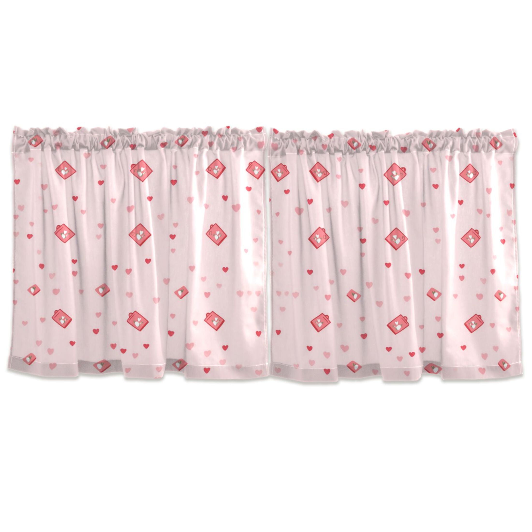 Simple Theme Pink Tier Curtains for Kitchen 57x36 Inch Semi Sheer Light ...