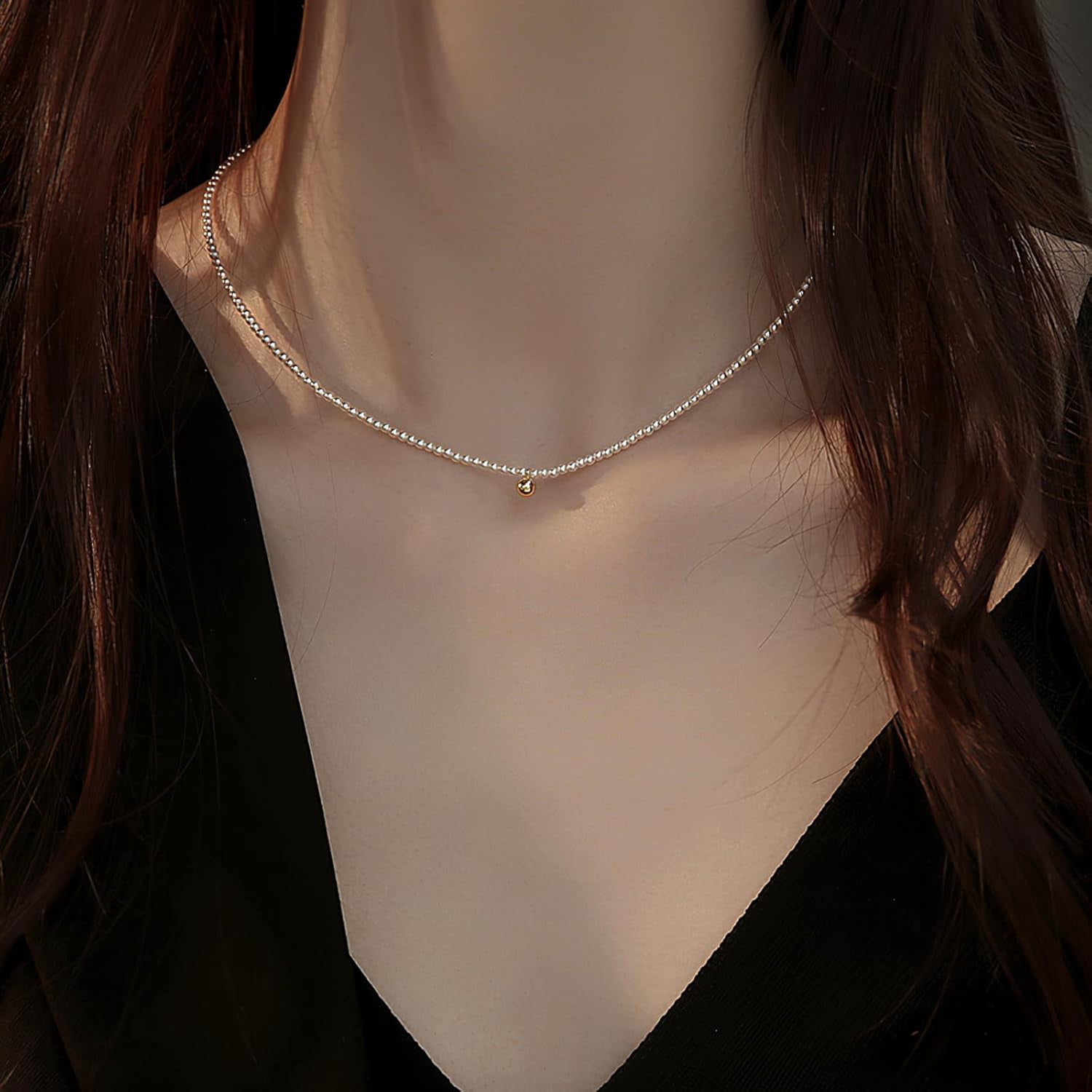 Simple Tiny Dainty Pearl Choker Necklace Jewelry For Women Sterling ...