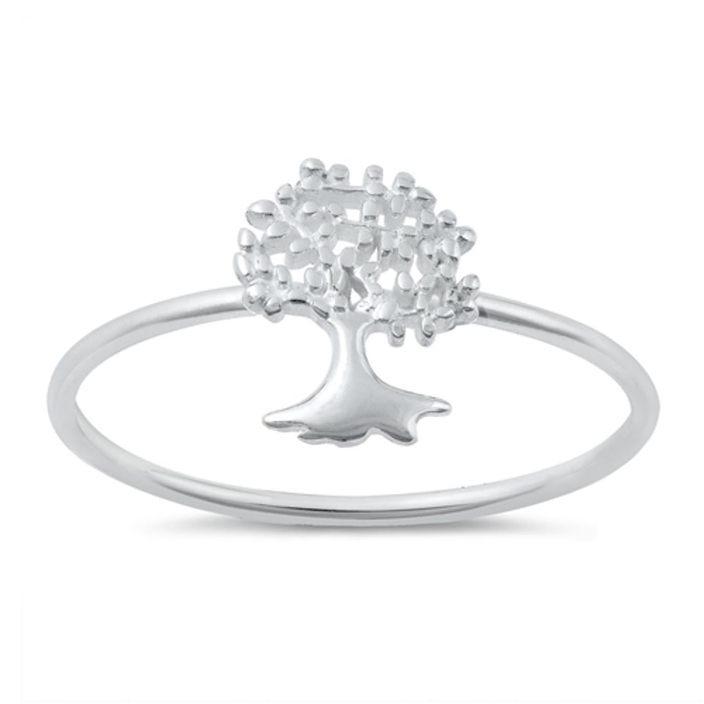 Simple Tiny Tree of Life Leaf Ring .925 Sterling Silver Band Jewelry ...