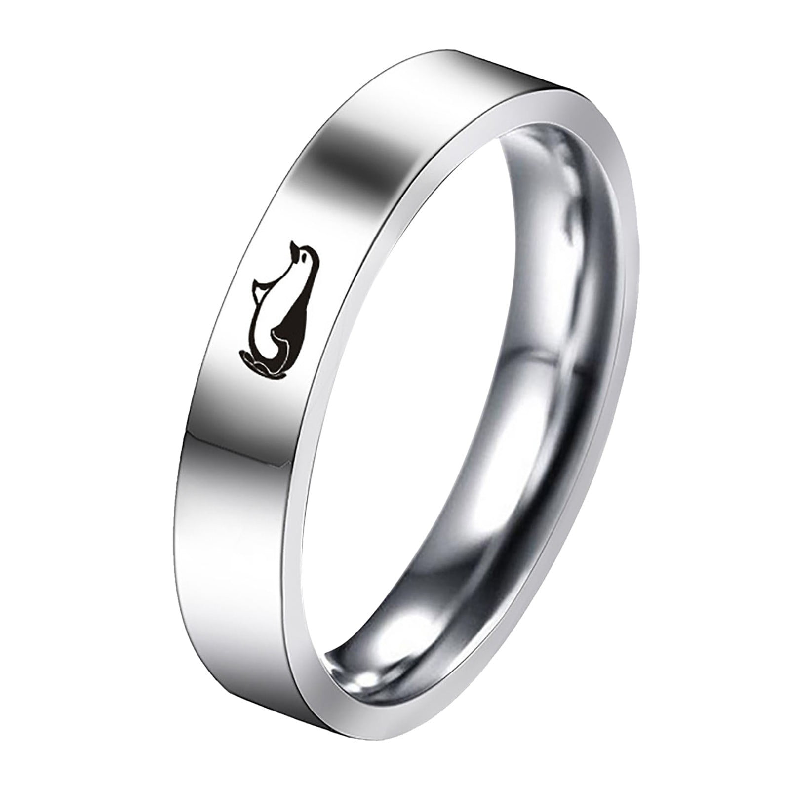 Simple Titanium Steel Ring Women's Ring Cartoon Cute Jewelry Ring ...