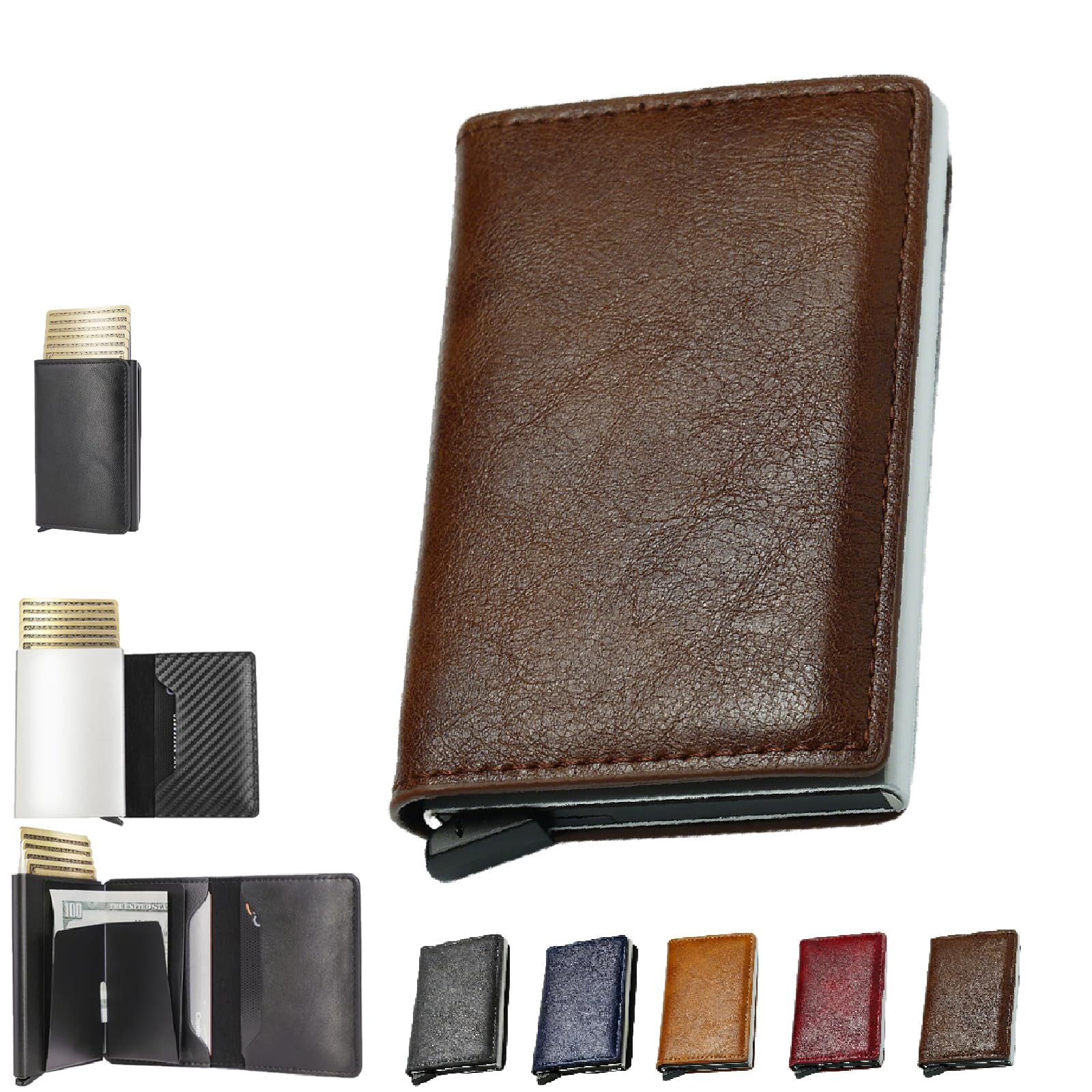 Simple Toggle Wallets for Men, Pop up Men's Simple Genuine Leather ...