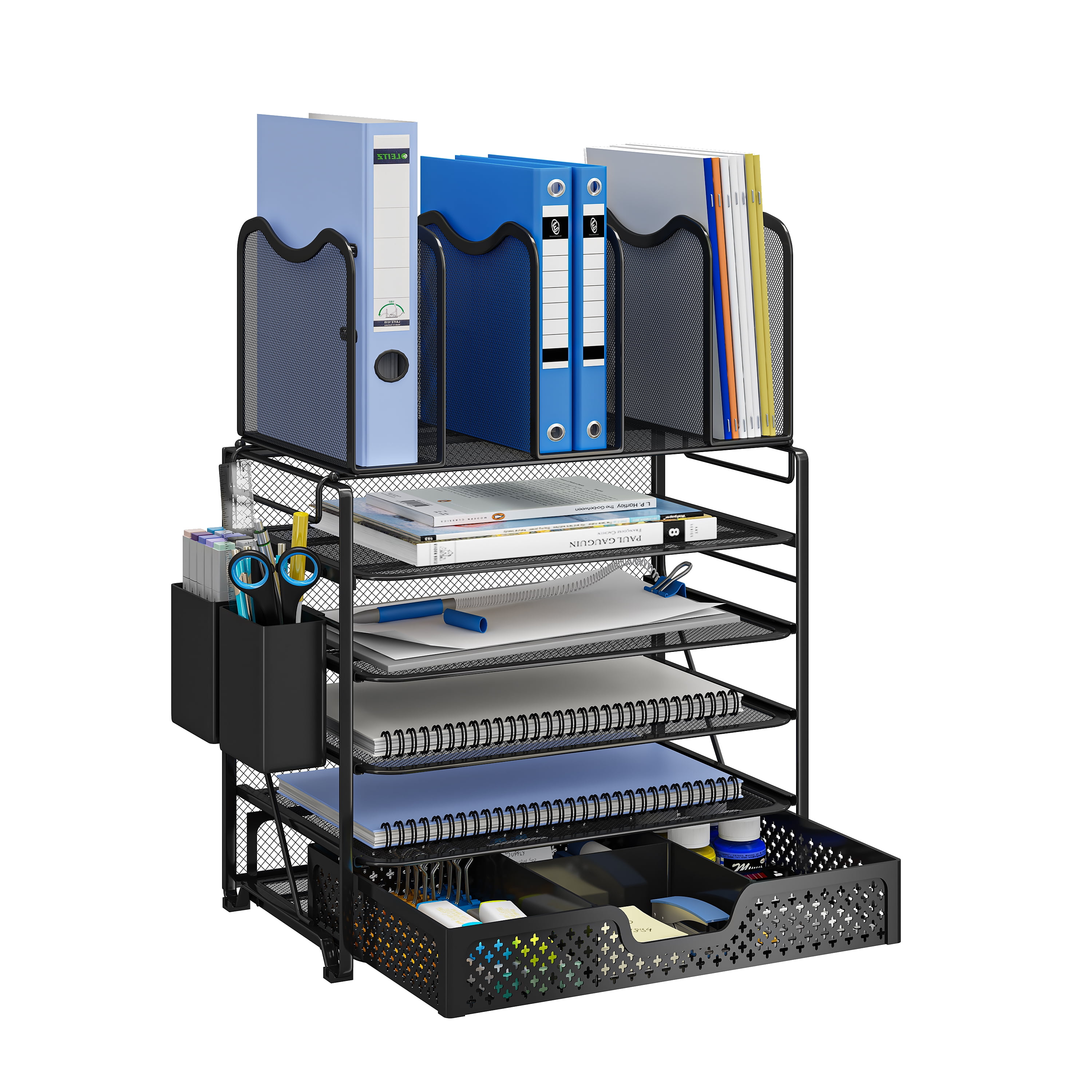 Simple Trending Desk Organizer - 5 Tier with Sliding Drawer, 5 Sections ...