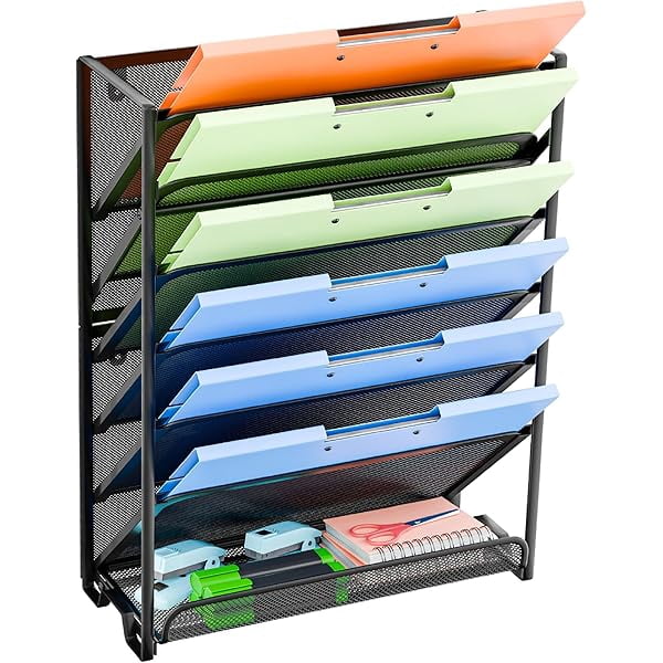 Simple Trending Wall File Organizer, Mesh 7-Tier Vertical Hanging File ...
