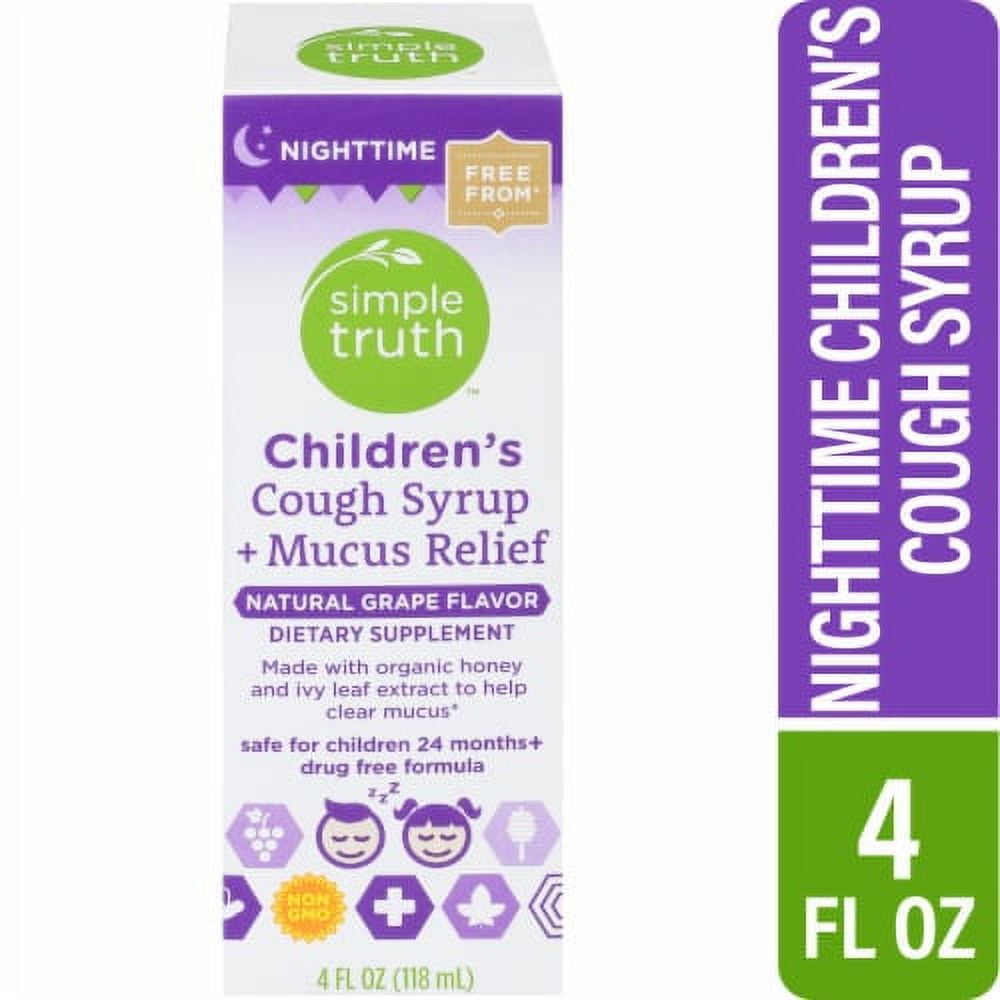 Simple Truth Children's Cough Syrup + Mucus† Relief Nighttime Grape ...
