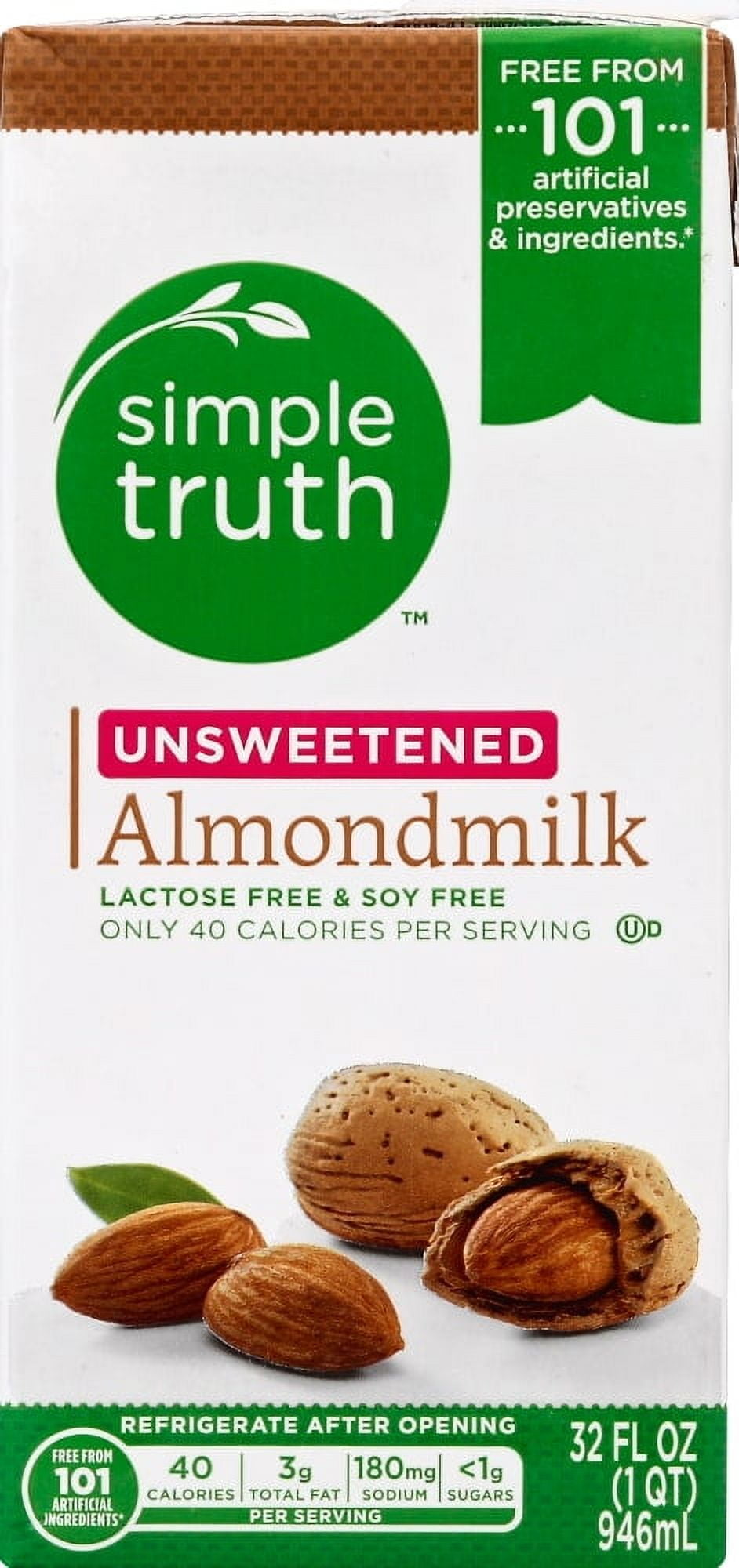 Simple Truth Dairy Free Shelf Stable Unsweetened Plain Almond Milk ...