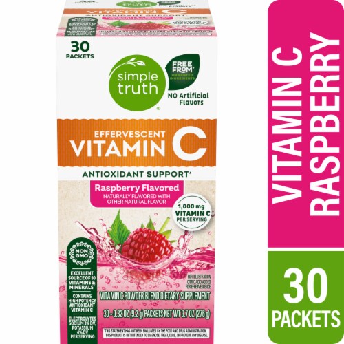 Simple Truth Effervescent Vitamin C Powder Packets Raspberry 1000mg 30 ...